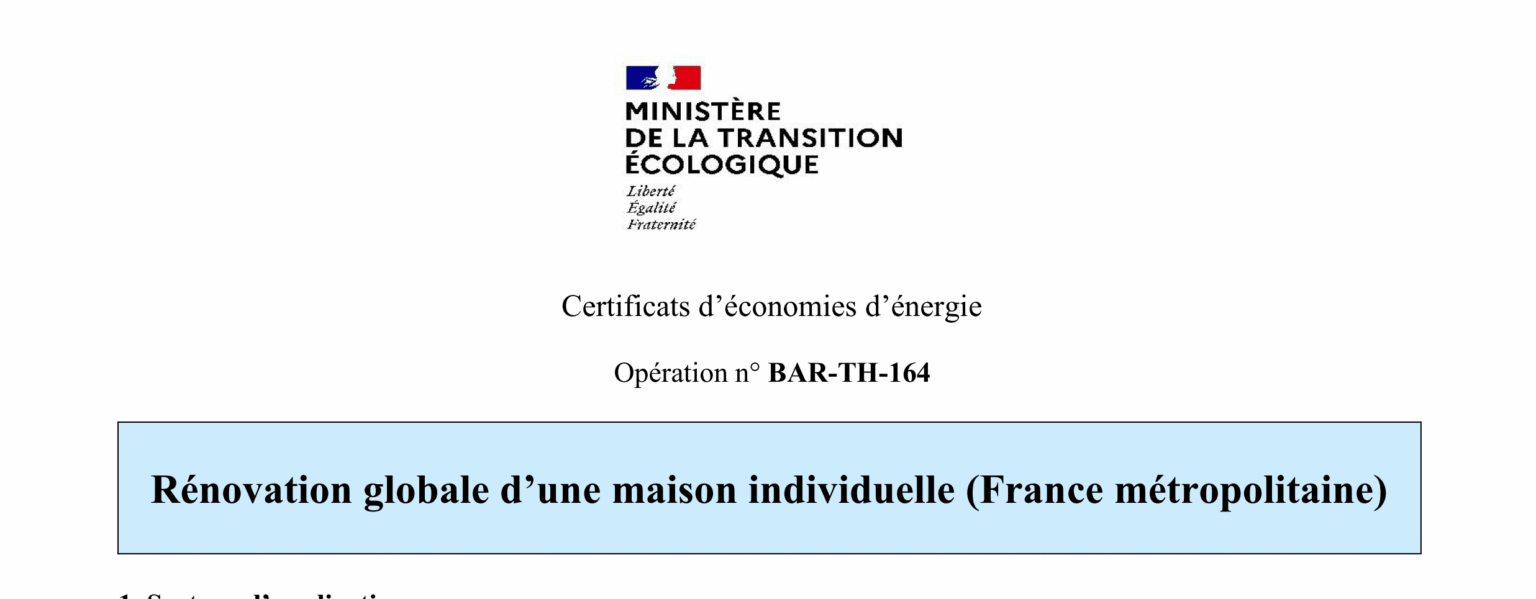 Rénovation Globale avec la Fiche BAR-TH-164 ? Explications